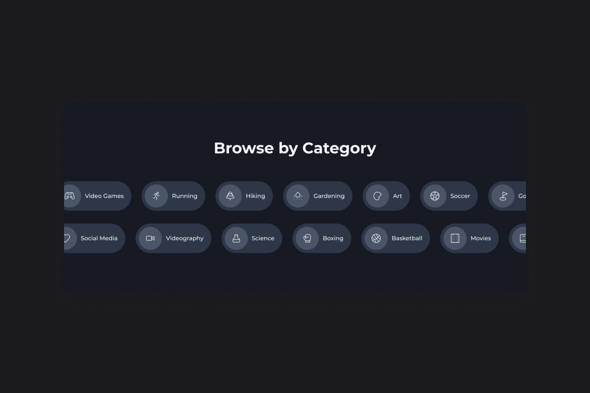 Skillthrive | Looping category tag marquee with CSS Flexbox coding challenge solution